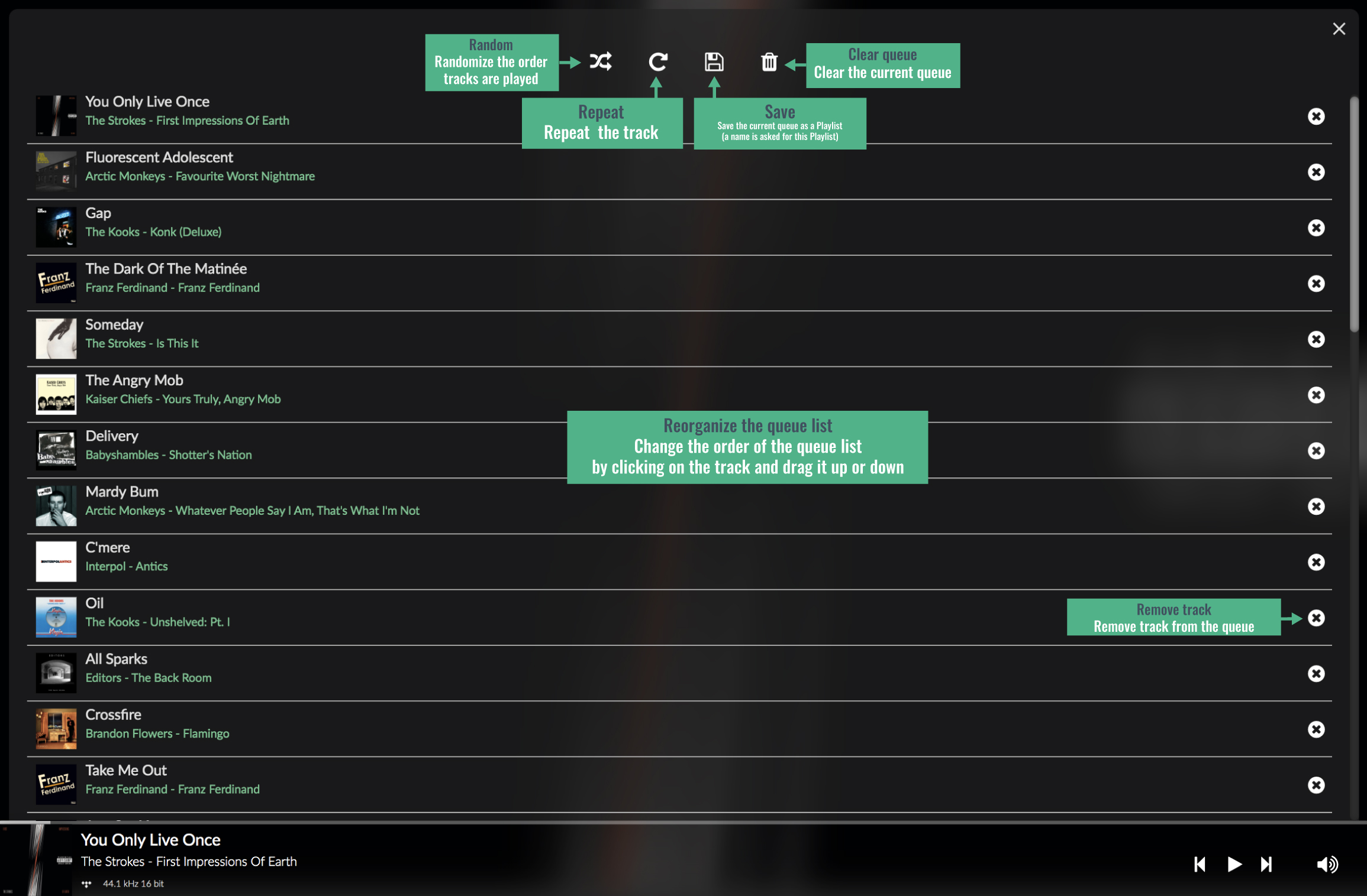 User Interface sections
